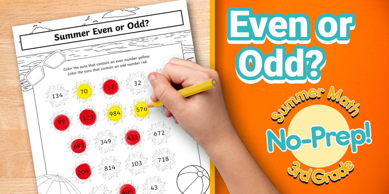 Third Grade Summer Even or Odd Worksheet (teacher made)