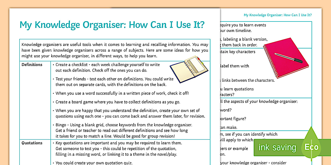 My Knowledge Organizer: How Can I Use It? (Teacher-Made)