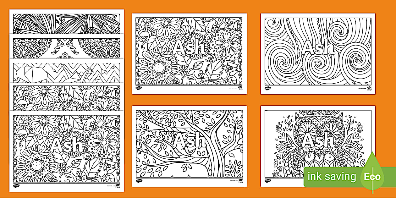 Ash Mindfulness Name Colouring Activity