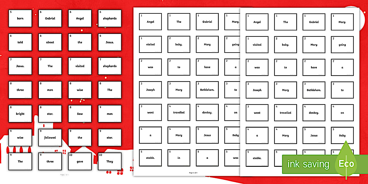 Christmas Story Sentence Construction Cards - Twinkl
