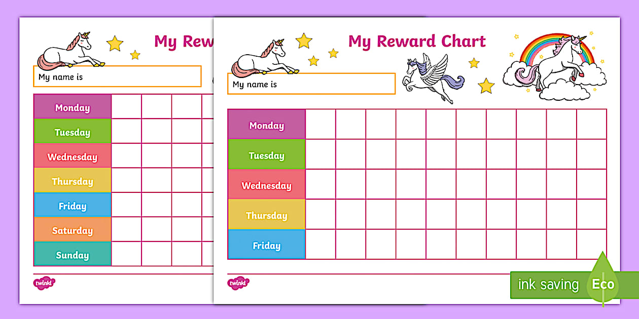 Unicorn Reward Chart Printable Resource - Awards - Twinkl