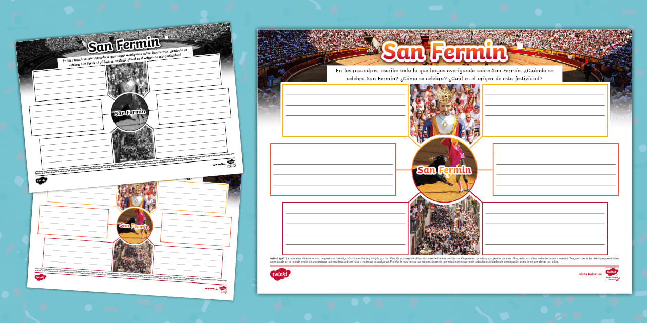 Mapa mental: Todo sobre San Fermín (teacher made) - Twinkl