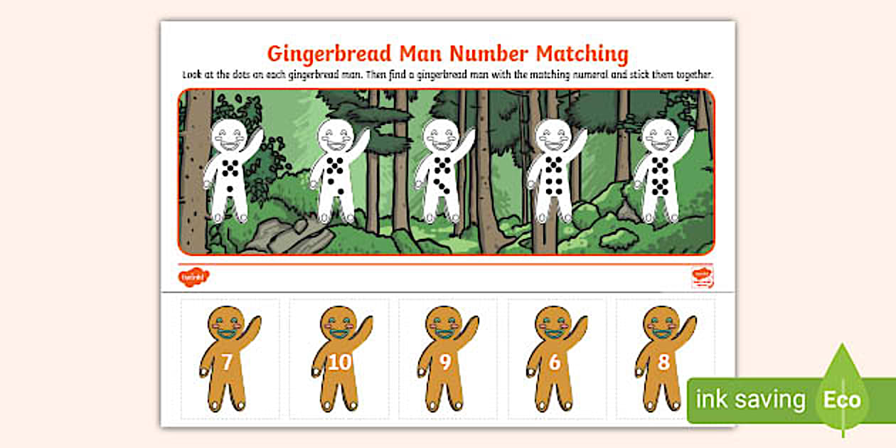 👉 Gingerbread 6-10 Number Matching Activity - Twinkl