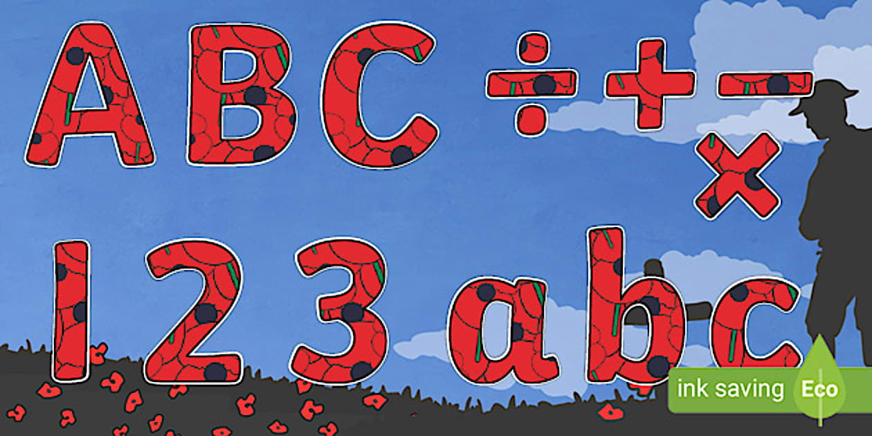 Remembrance Day Themed A4 Display Poppy Lettering - Twinkl