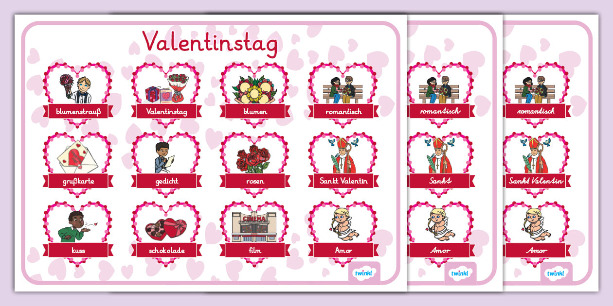 Valentinstag - Wortschatzsammlung