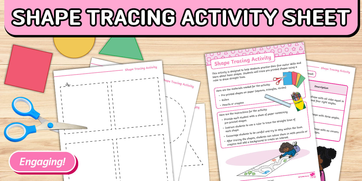 Shape Tracing Activity Sheet for Drawing Fun (teacher made)