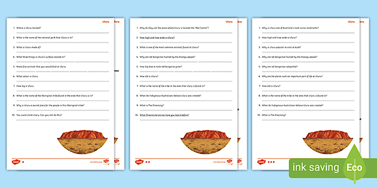 Uluru Differentiated Comprehension and Fact Sheets - Twinkl