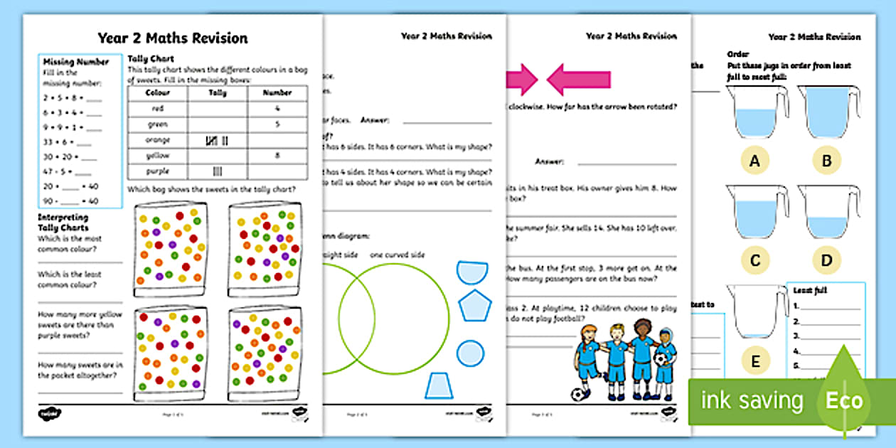 Maths SATs for Year 2 Practice Worksheets (teacher made)