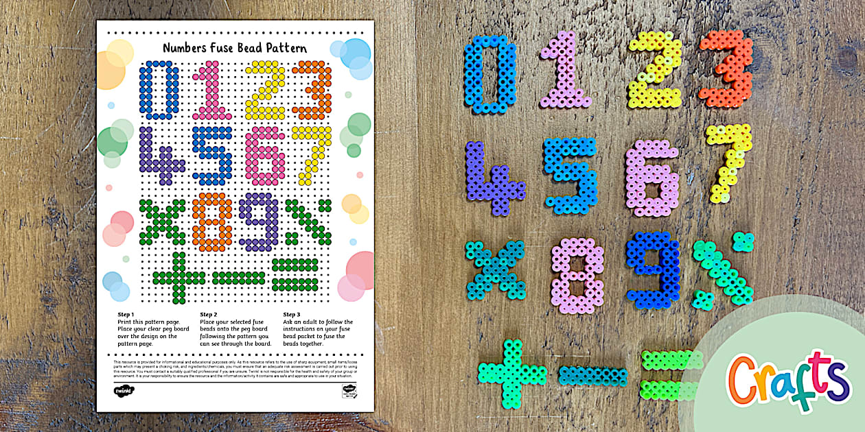 Numbers Fuse Bead Pattern (teacher made) - Twinkl