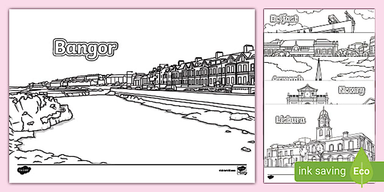 Six Cities Northern Ireland Colouring Page (teacher made)