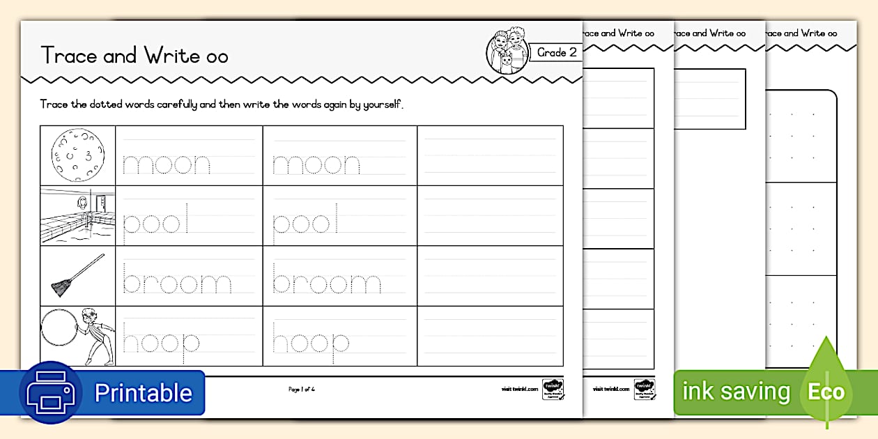 Grade 2 Trace and Write oo (teacher made) - Twinkl