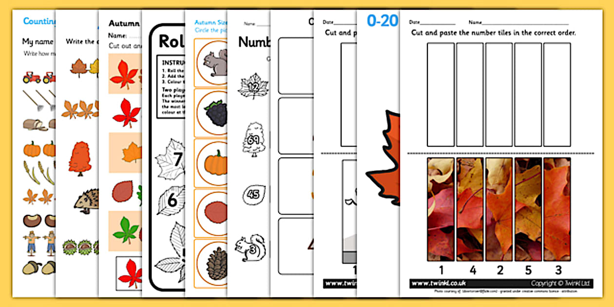 Autumn Maths Activities Early Years - Resource Pack - Twinkl