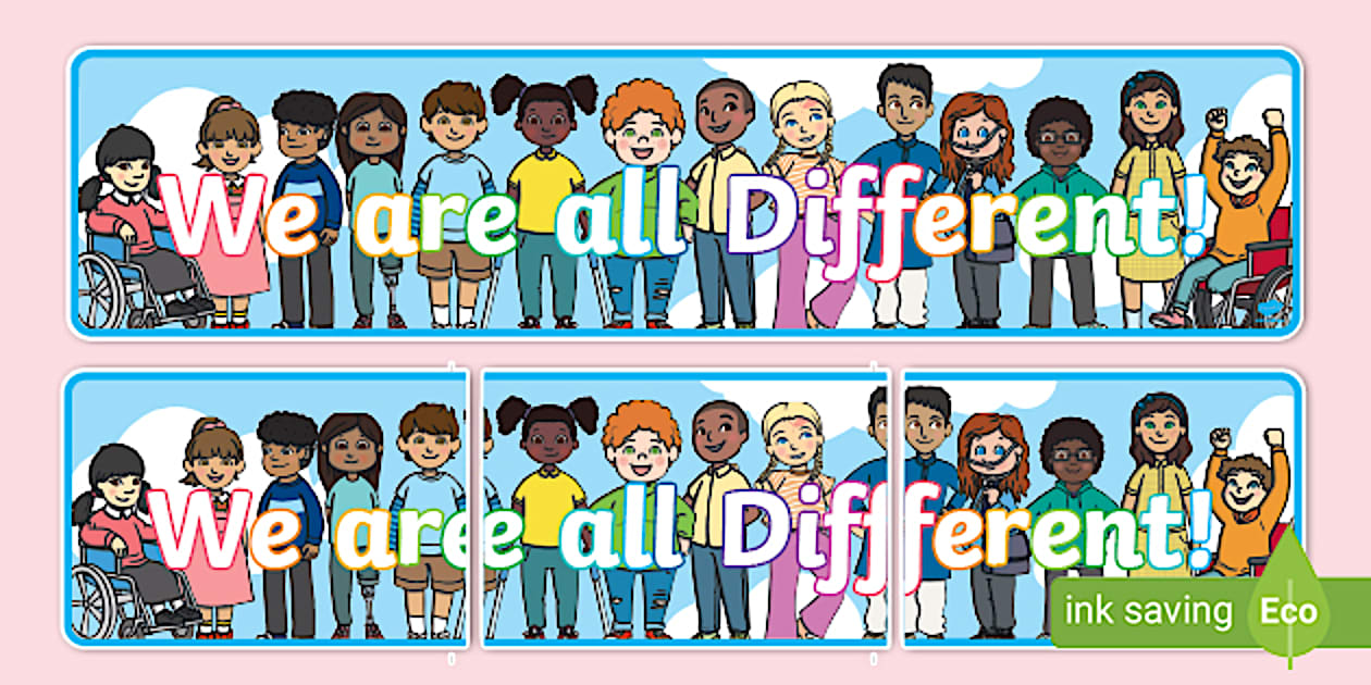 multicultural display, we are all different, banner, bullying, diversity,
