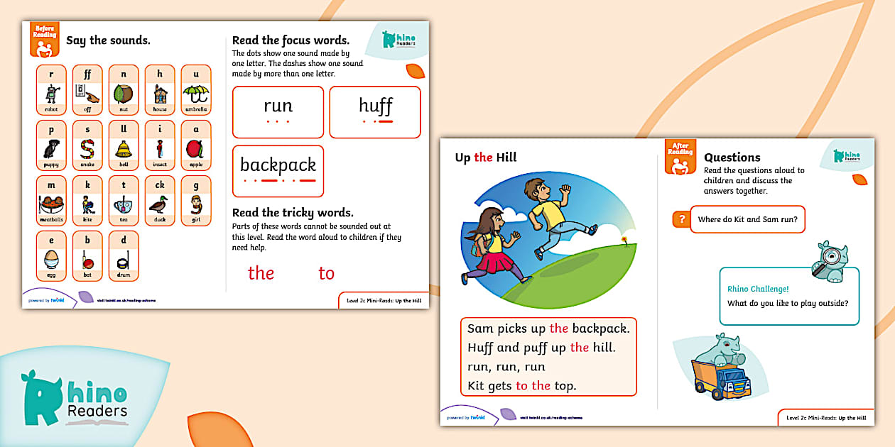 Rhino Readers Intervention: Up the Hill (Level 2c) - Twinkl