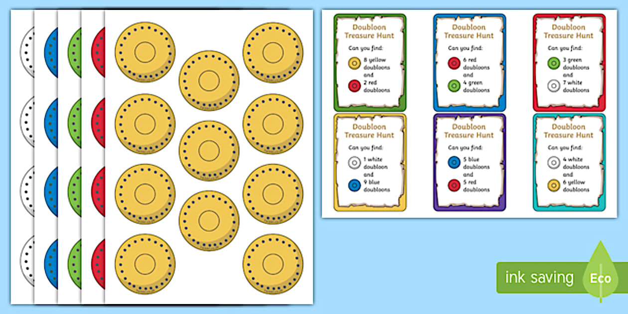 Editable Doubloon Treasure Hunt Counting to 10 - Twinkl