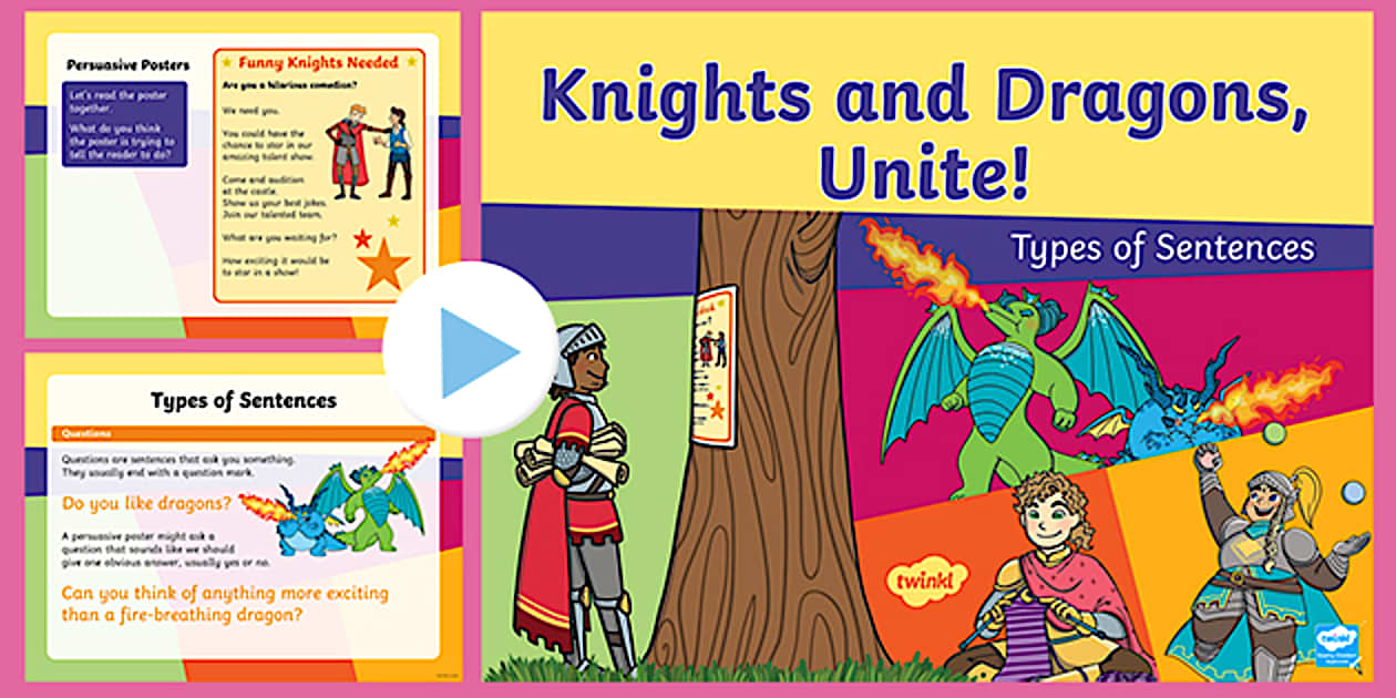 Knights and Dragons, Unite! Types of Sentence PowerPoint