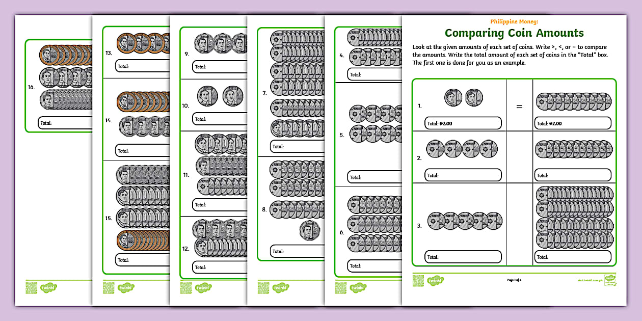 Philippine Money: Comparing Coin Amounts | Grade 1 | Twinkl