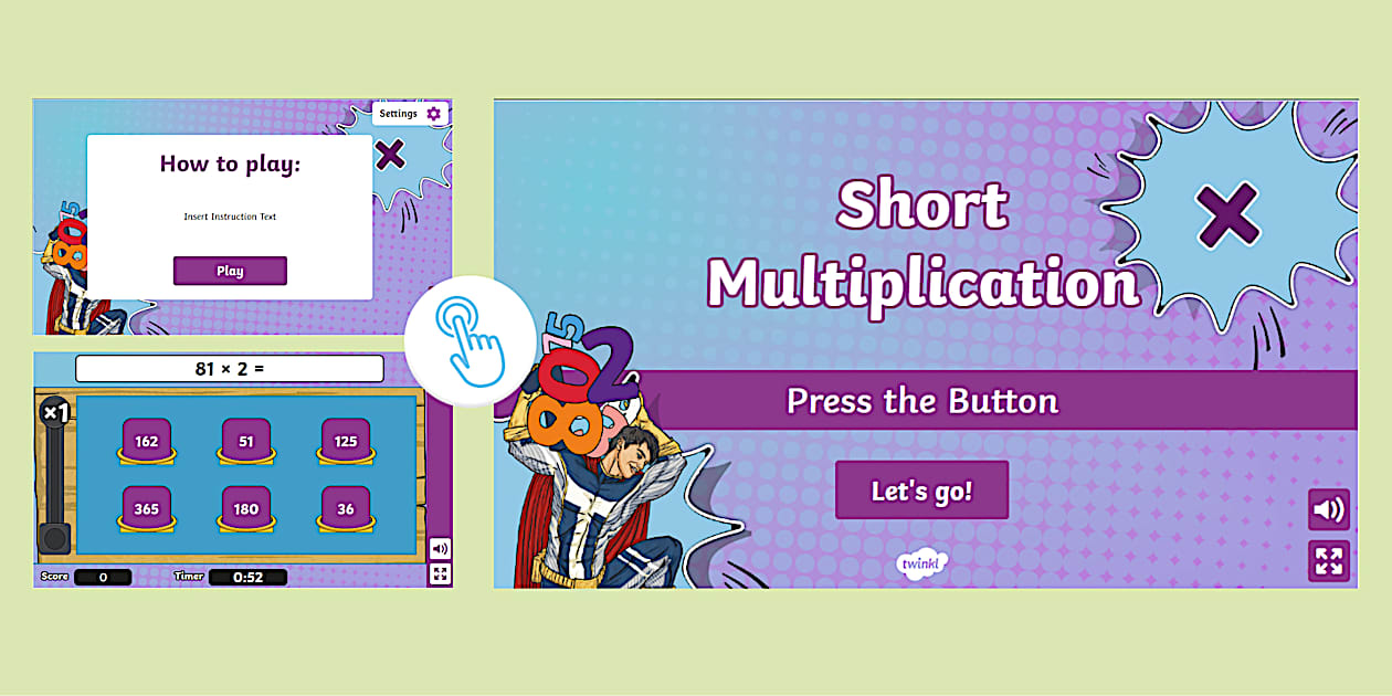 👉 Short Multiplication Press the Button Game - KS2 Revision