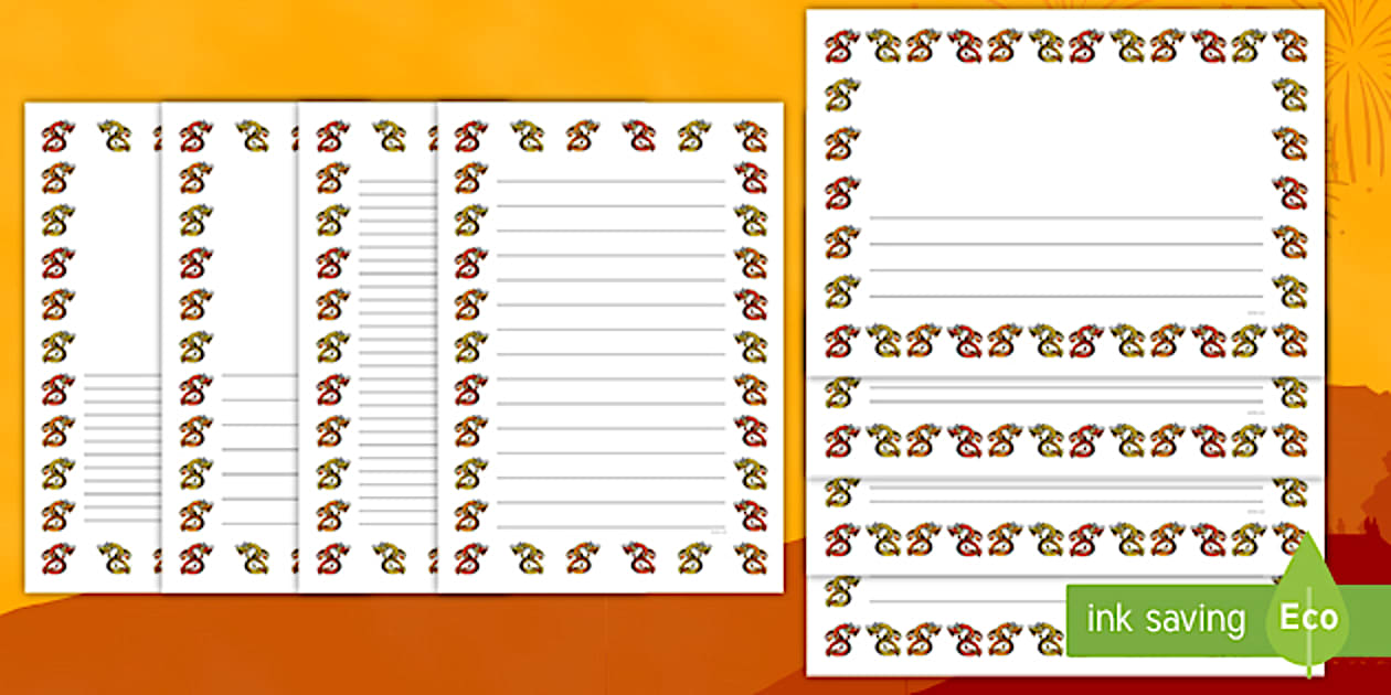 Chinese Dragon Mask Page Borders (teacher made) - Twinkl