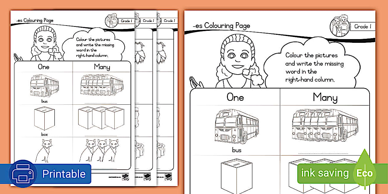 Grade 1 Phonics -es Colouring Page