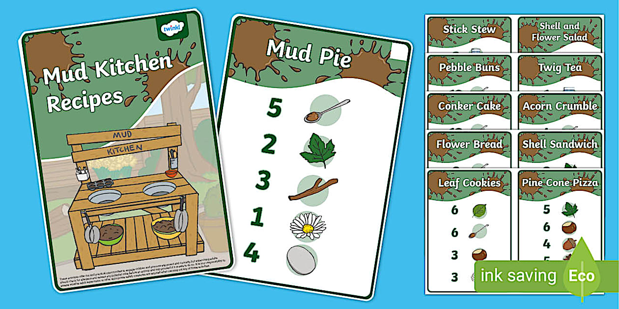 Mud Kitchen Recipe Cards | Mud Kitchen Recipes | Twinkl