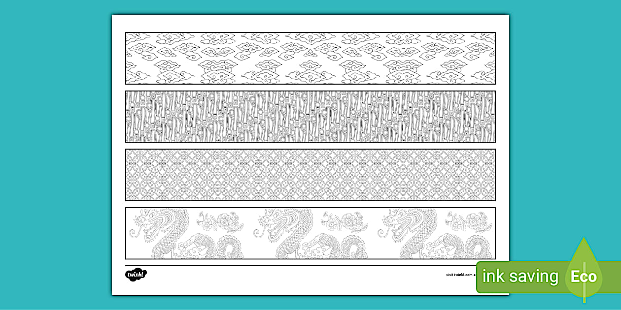 Indonesian Batik Paper Chain Colouring Activity - Twinkl