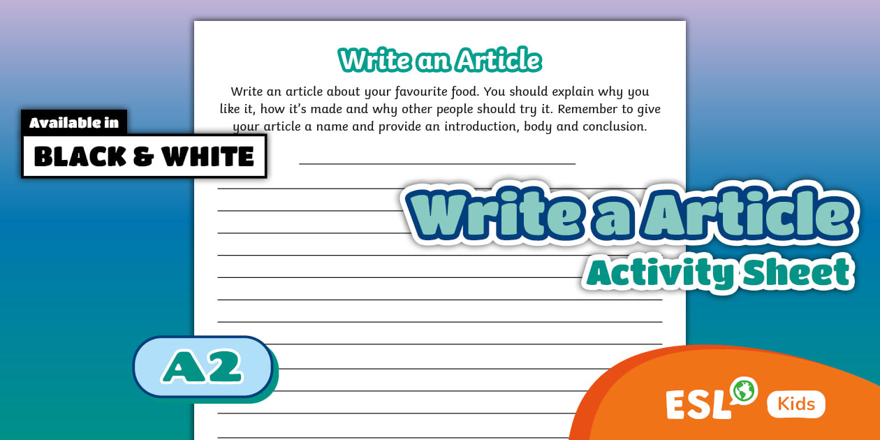 ESL Article Writing Activity for Kids