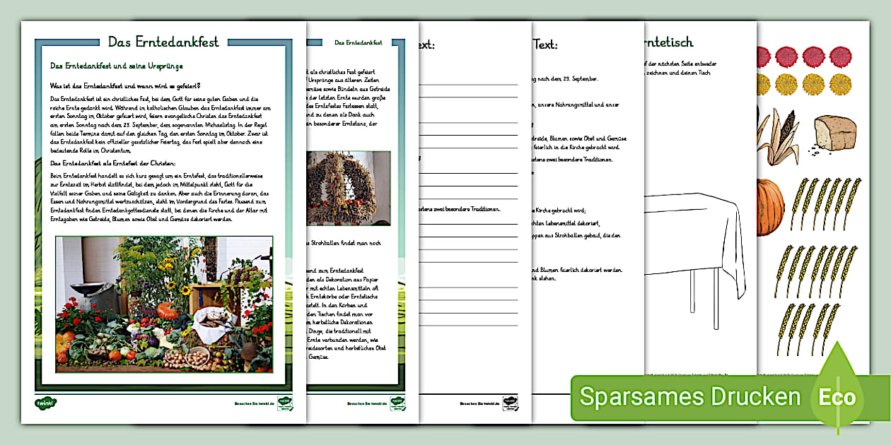 Erntedank - Arbeitsblätter zum Erntedankfest (teacher made)