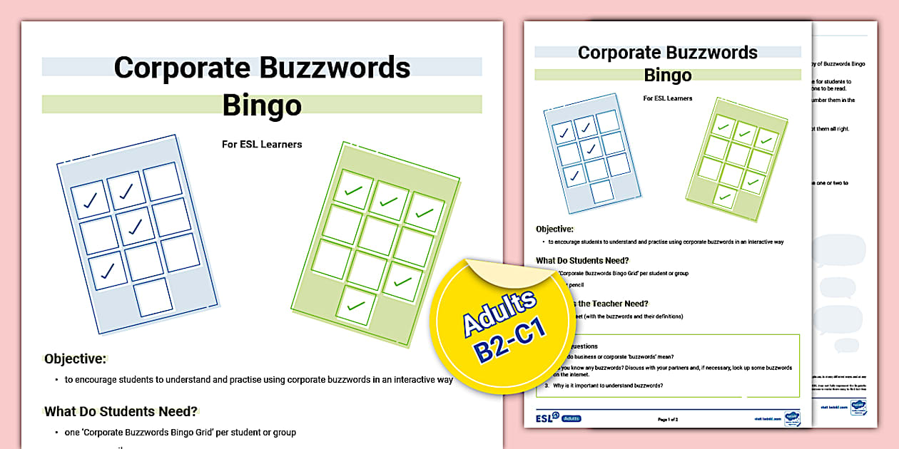 ESL Corporate Buzzwords Bingo [Adults, B2-C1] (Teacher-Made)