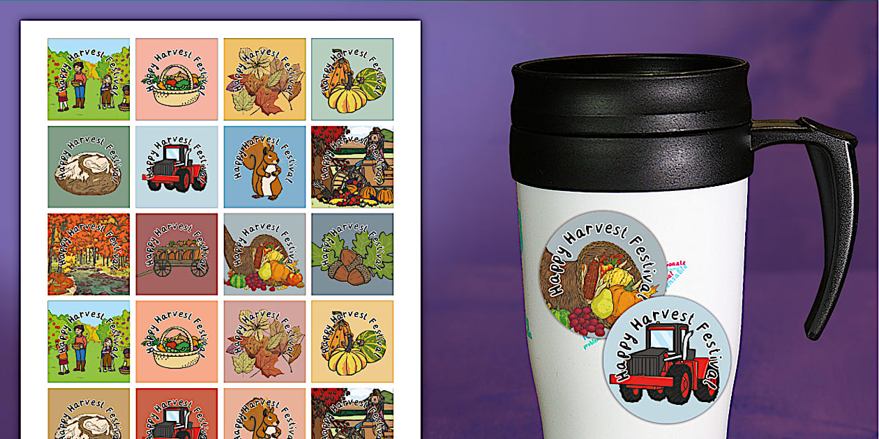 Harvest Festival | Neutral Colours | 'Happy Harvest Festival' | Stickers
