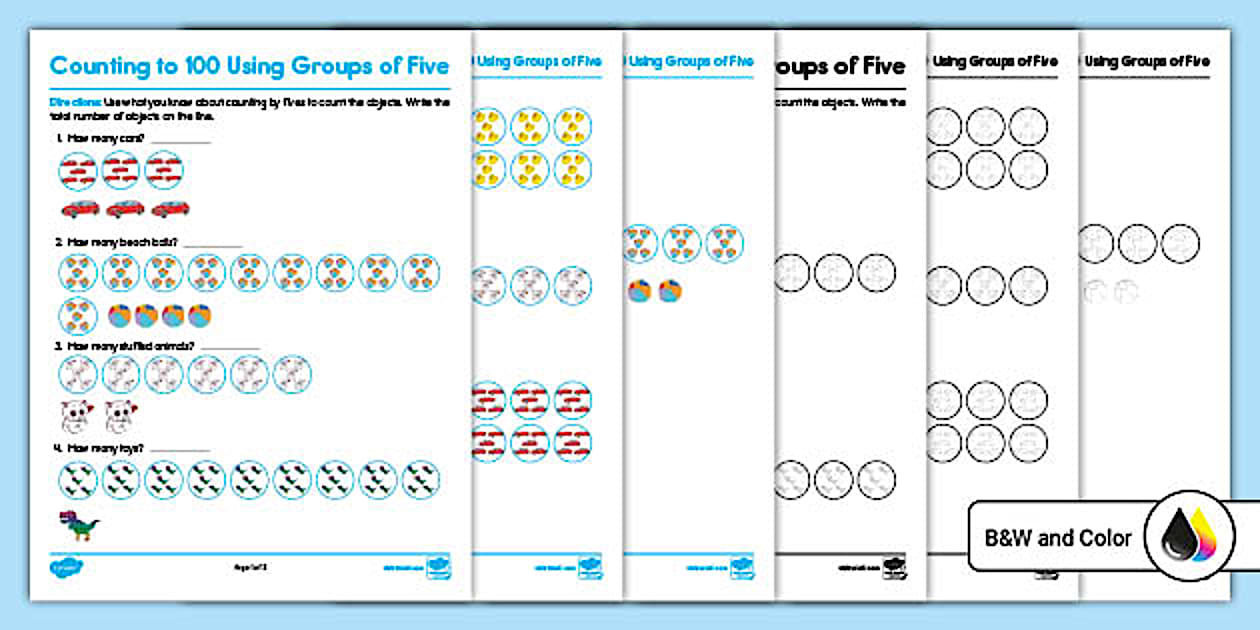 Counting to 100 Using Groups of Five - Twinkl