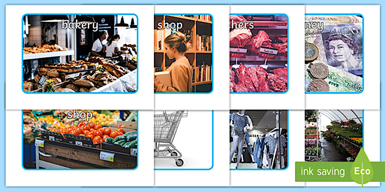 Editable Shops and Shopping Display Photos (teacher made)