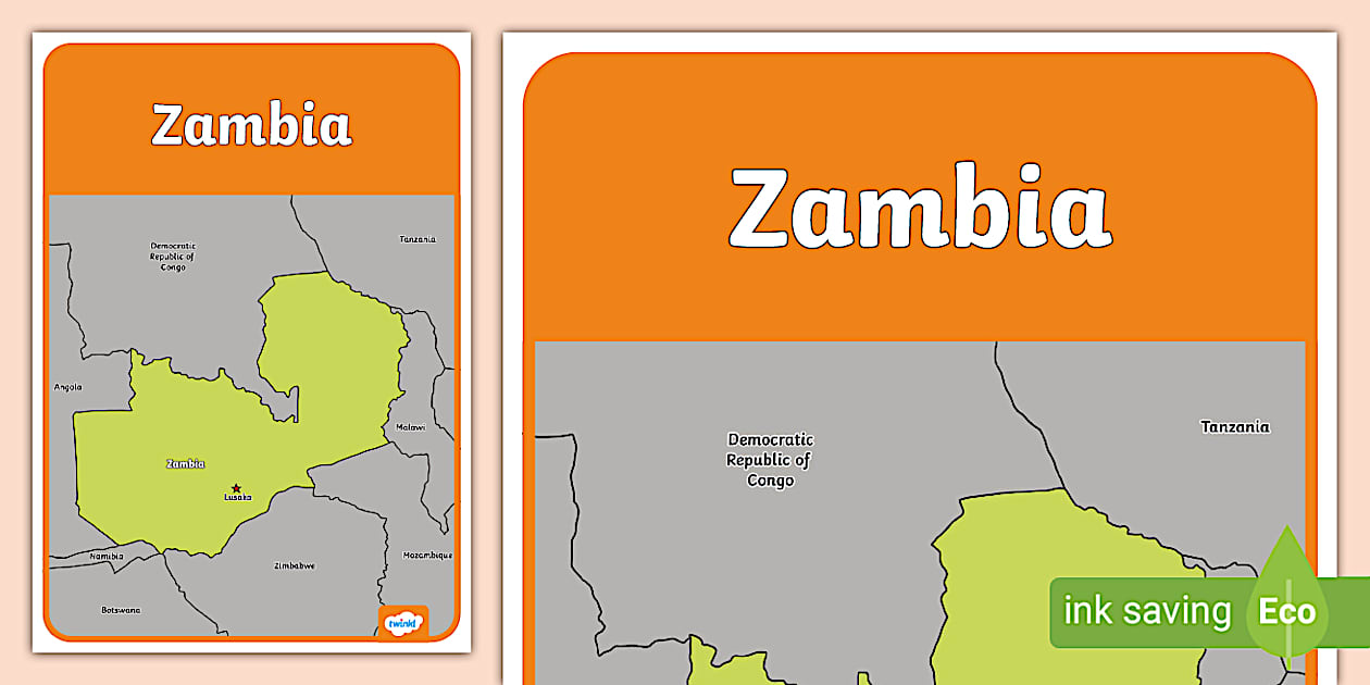 KS1 Zambia Display Map (teacher made) - Twinkl