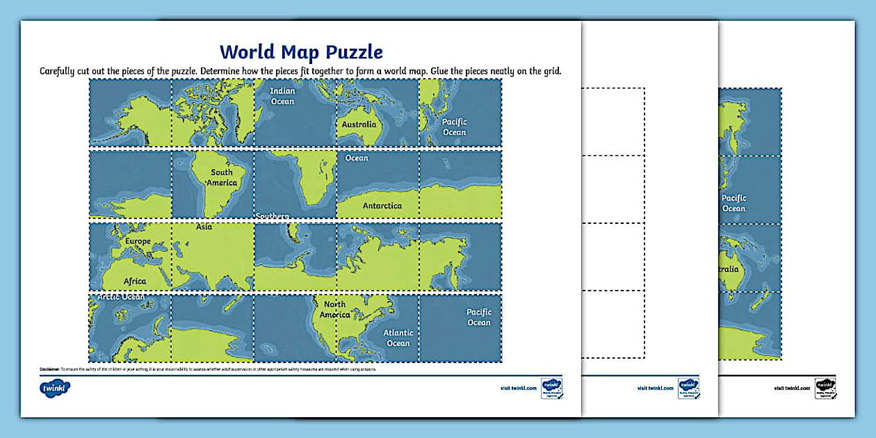 World Map Printable Puzzle (teacher made) - Twinkl