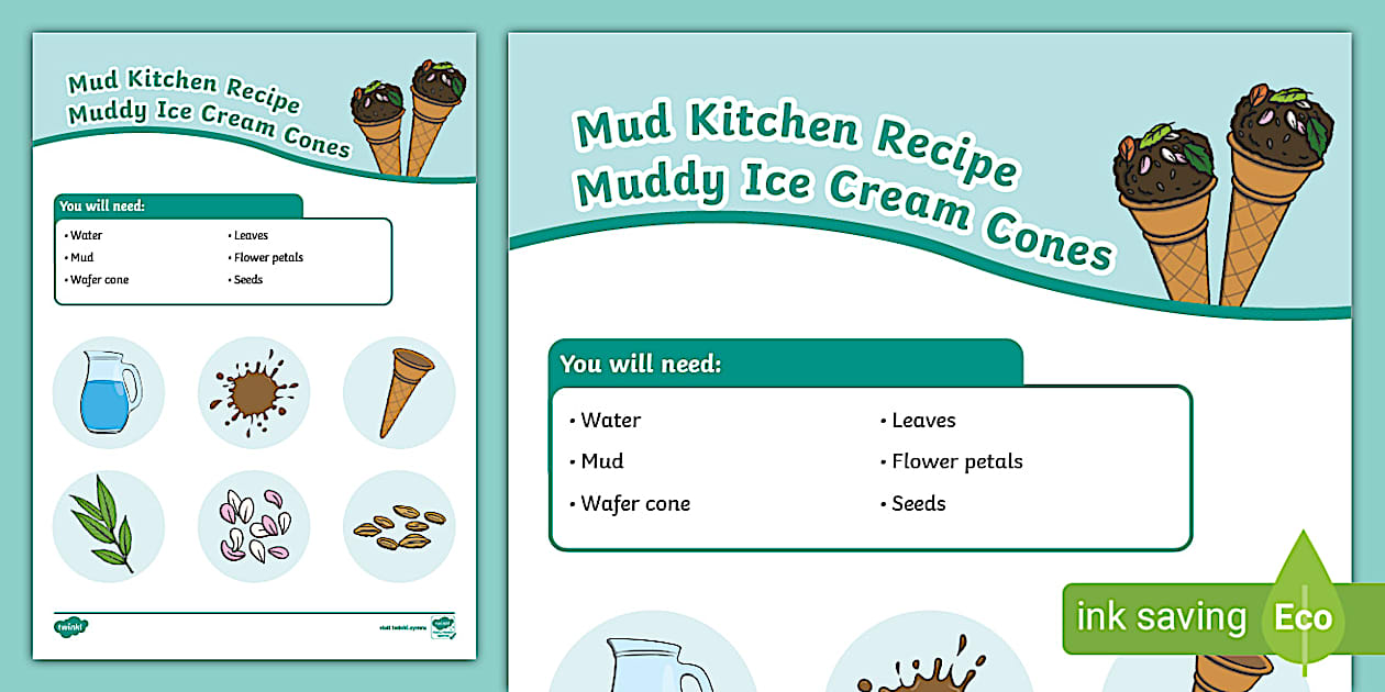 Mud Kitchen Recipe: Muddy Ice Cream Cones (teacher made)