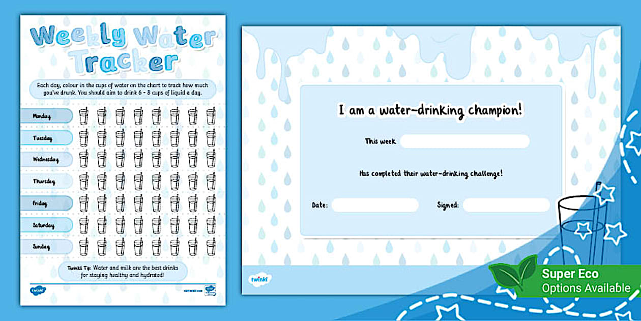 Weekly Water Tracker for Children (teacher made) - Twinkl