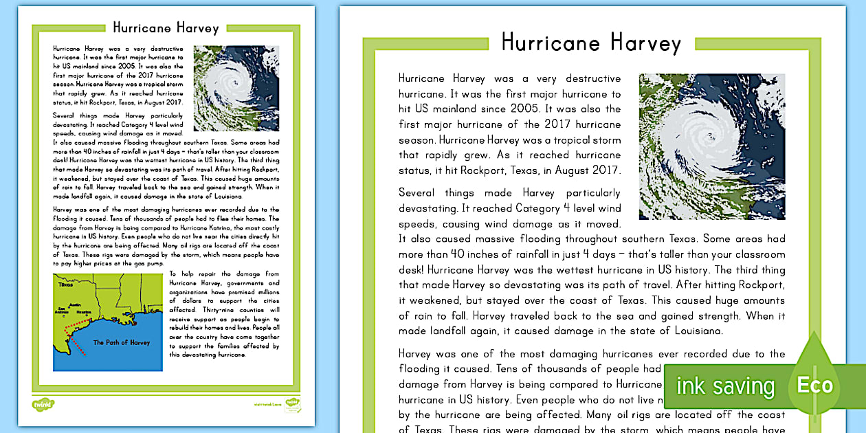 Hurricane Harvey Fact File (teacher made) - Twinkl