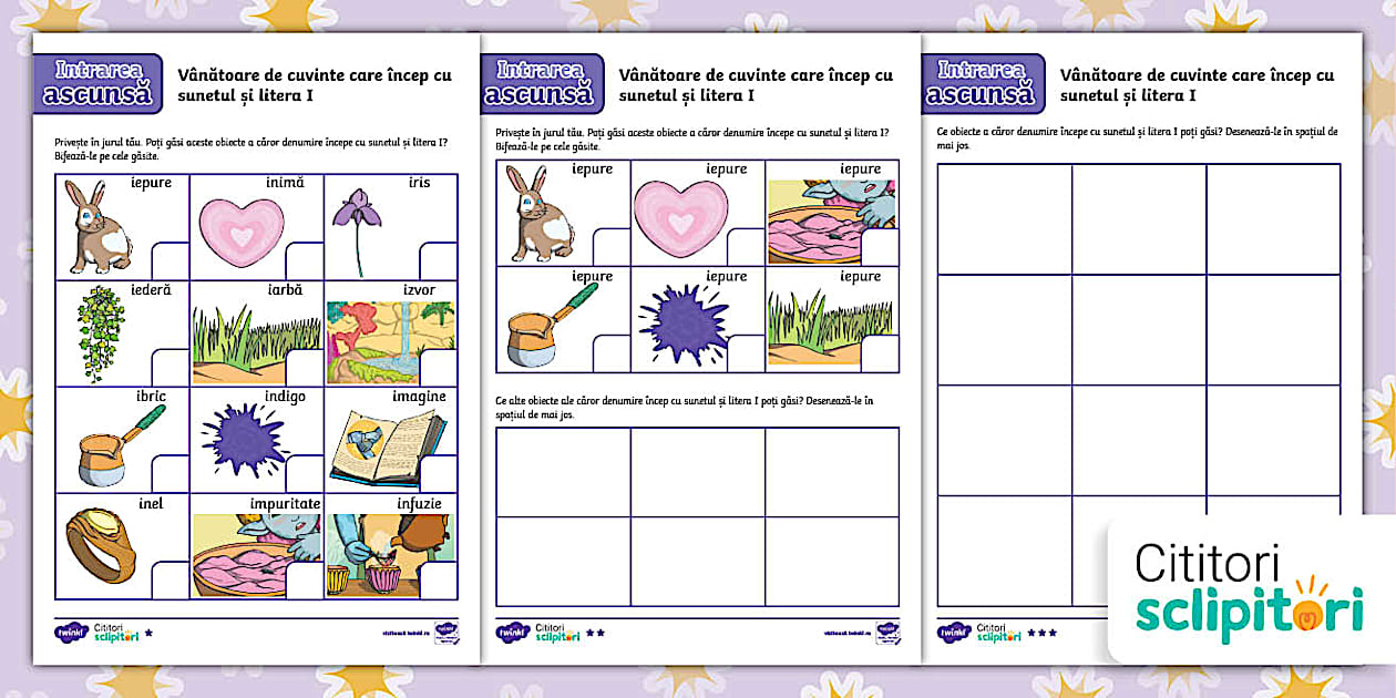 Vânătoare de cuvinte care încep cu sunetul și litera I