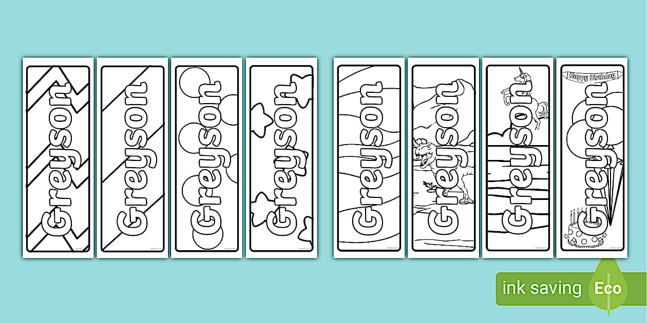 Greyson Name Simple Colouring Bookmarks | Twinkl | KS1