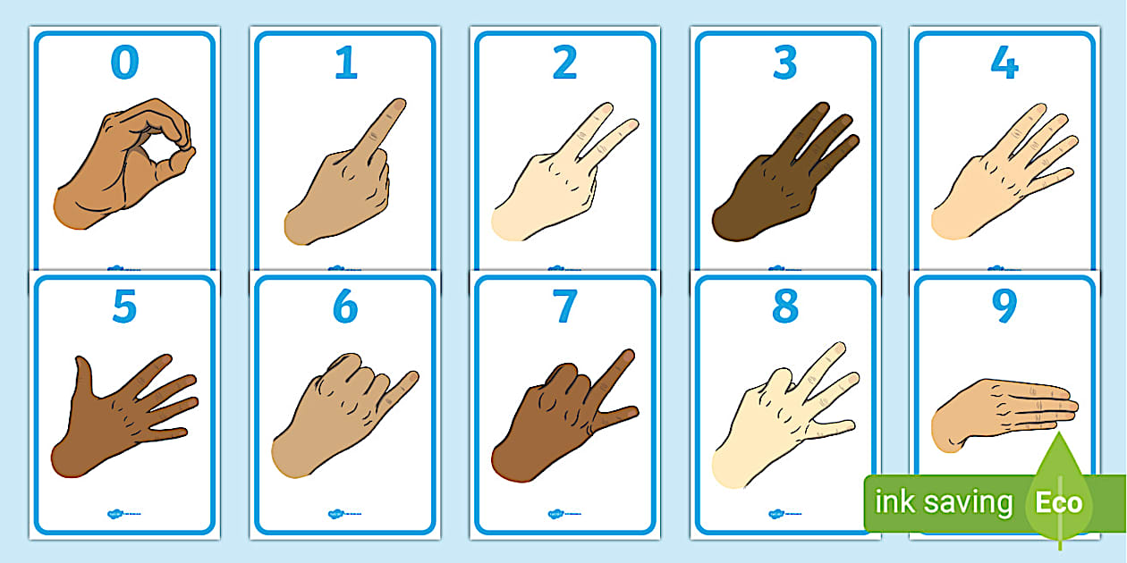 Northern Dialect British Sign Language Numbers 0-20 (Reader's View) Display