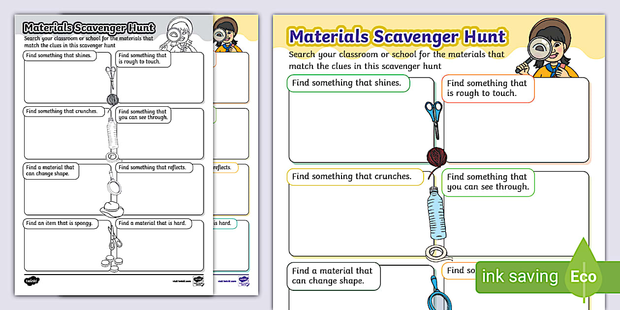 Materials Scavenger Hunt (Teacher-Made) - Twinkl