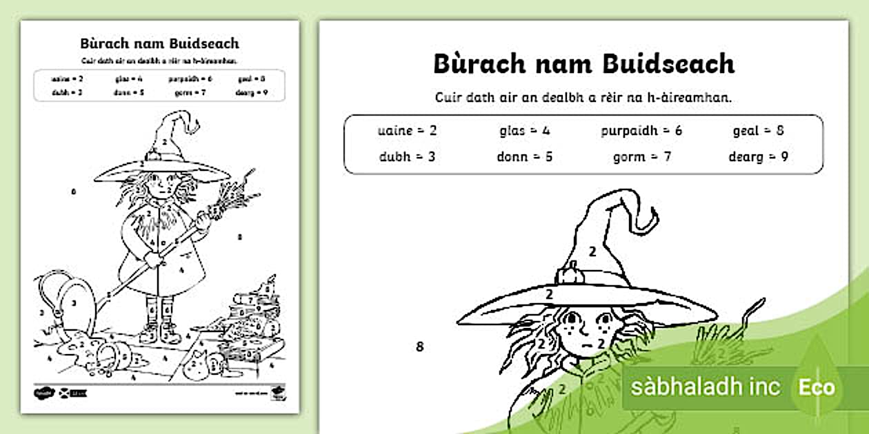 Bùrach nam Buidseach – Cur-dath a Rèir Àireimh - Twinkl