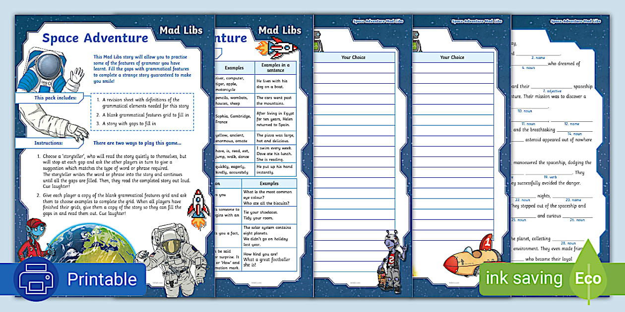 Space Adventure Mad Libs (teacher made) - Twinkl