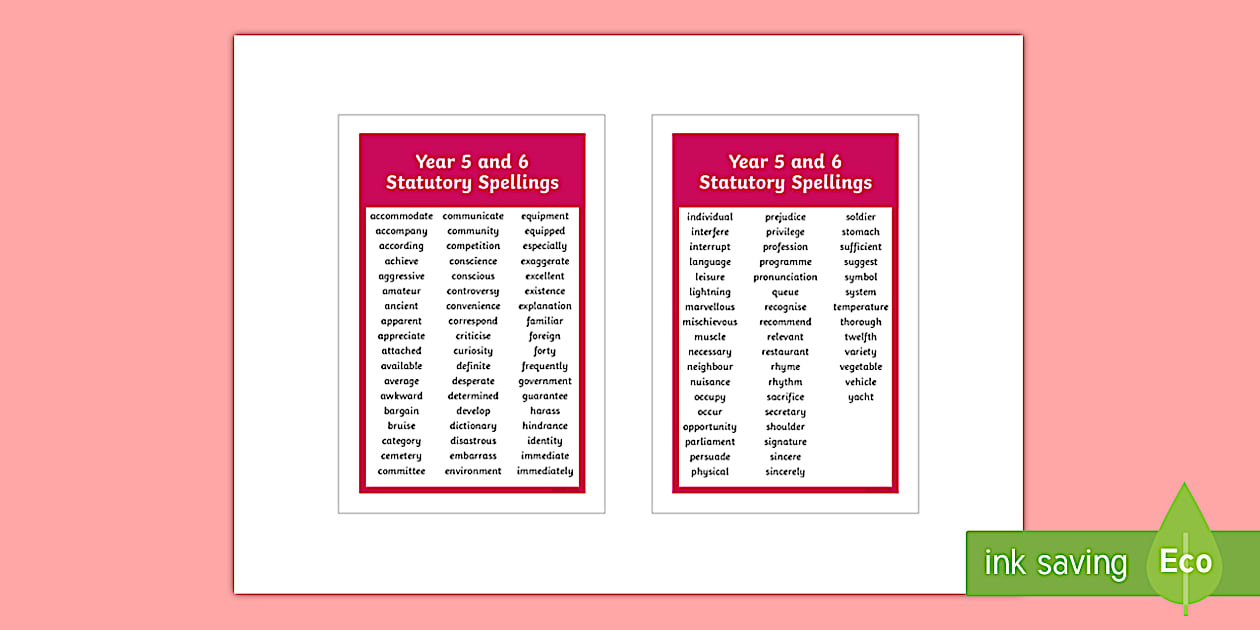 Spellings for 11-Year-Olds | Statutory Spellings Years 5 & 6
