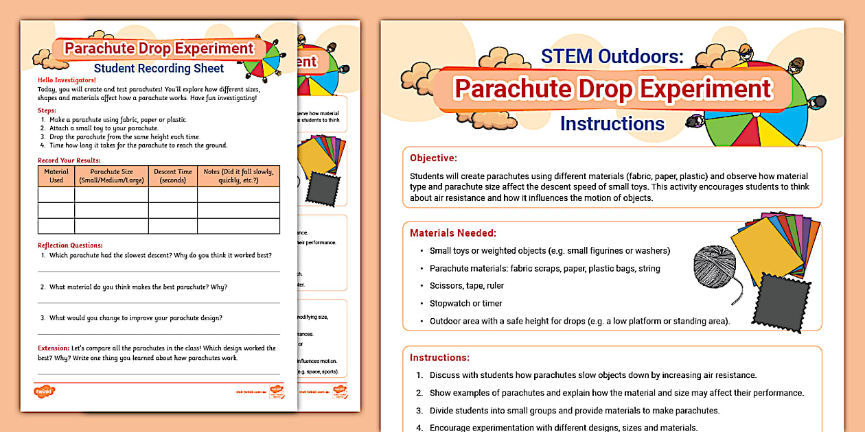 STEM Outdoors: Parachute Drop Experiment - Twinkl