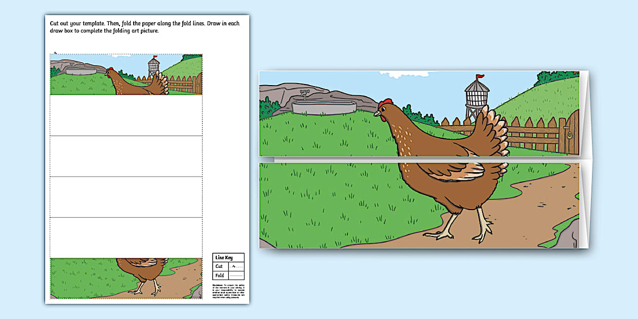 Hen Folding Art Template - Twinkl Arts and Crafts - Twinkl