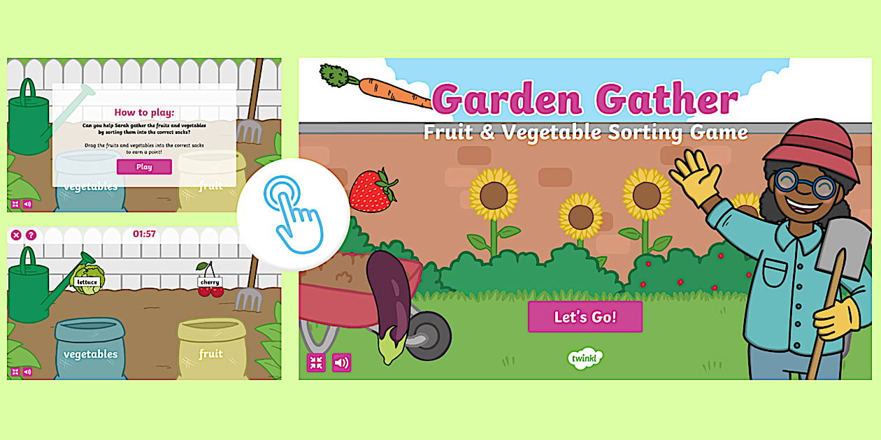 Fruit and Vegetables: Garden KS1 Sorting Game | Twinkl Go!