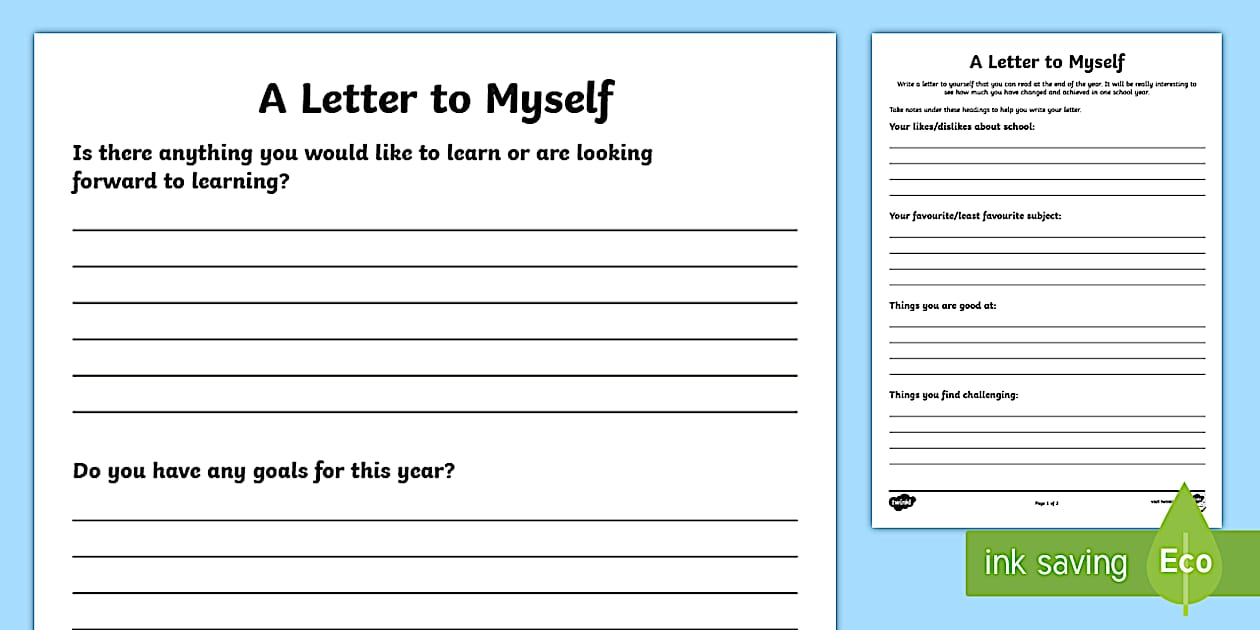 A Letter to Myself Worksheet / Worksheet (Teacher-Made)