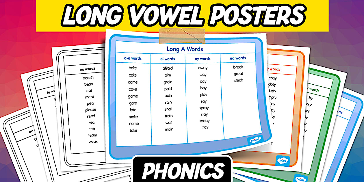 Long Vowel Sound Posters for 1st-2nd Grade (teacher made)