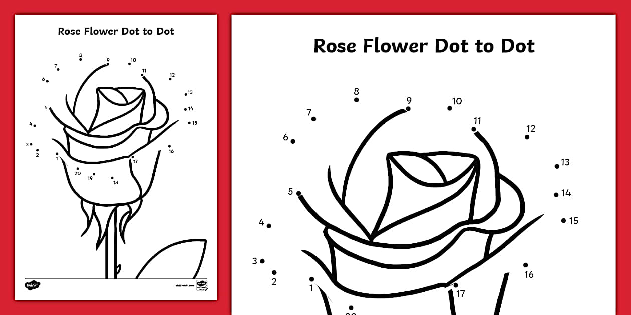 Rose Flower Dot to Dot with Numbers 1-20 - Twinkl